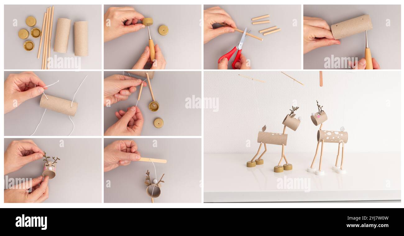 Tutoriel étape par étape pour créer des marionnettes de renne DIY en ...
