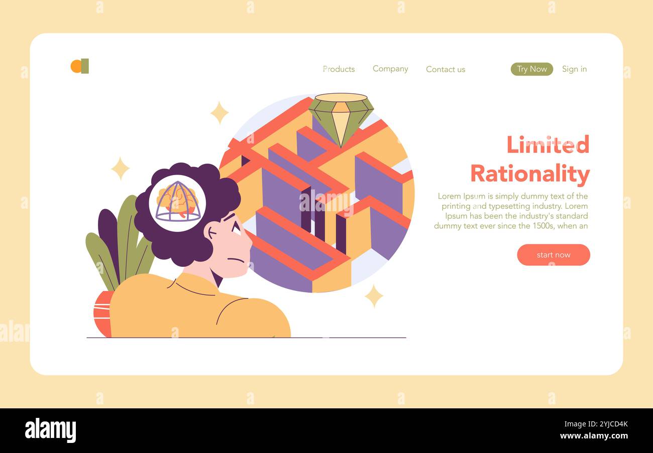 Concept d'économie comportementale. Individu confronté à un labyrinthe ...