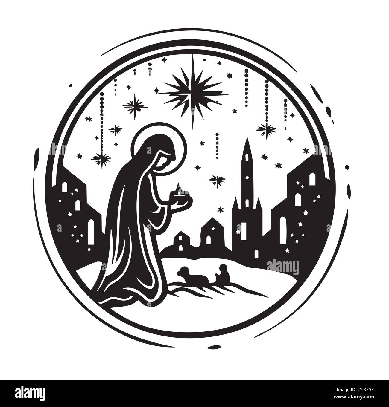 Icône de dessin animé Virgin Mary illustration vectorielle Image ...