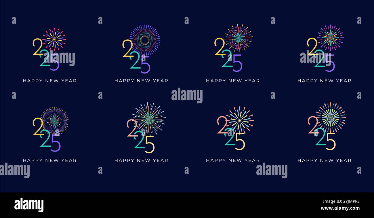 Design créatif bonne année 2025 avec un concept coloré de feux d ...