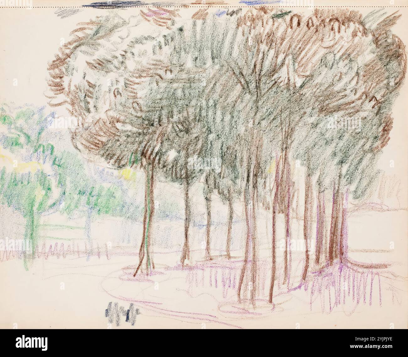 Enckell, Magnus, travail, Livre de croquis, 1910-1911, dessin, 34 cm x ...