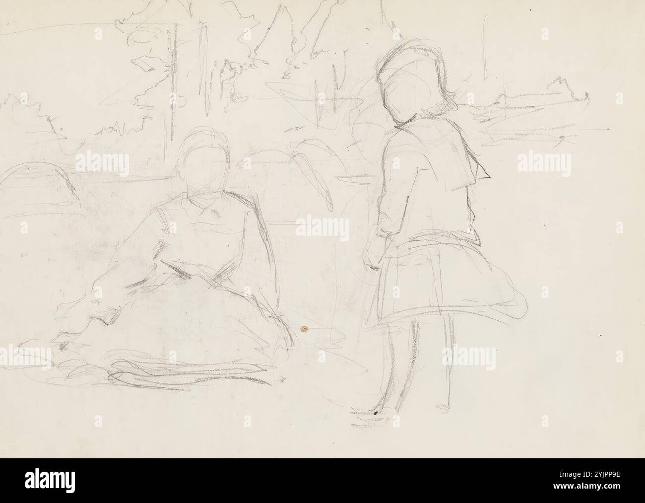 Enckell, Magnus, travail, Livre de croquis, 1894 - 1895, dessin, 30 cm ...