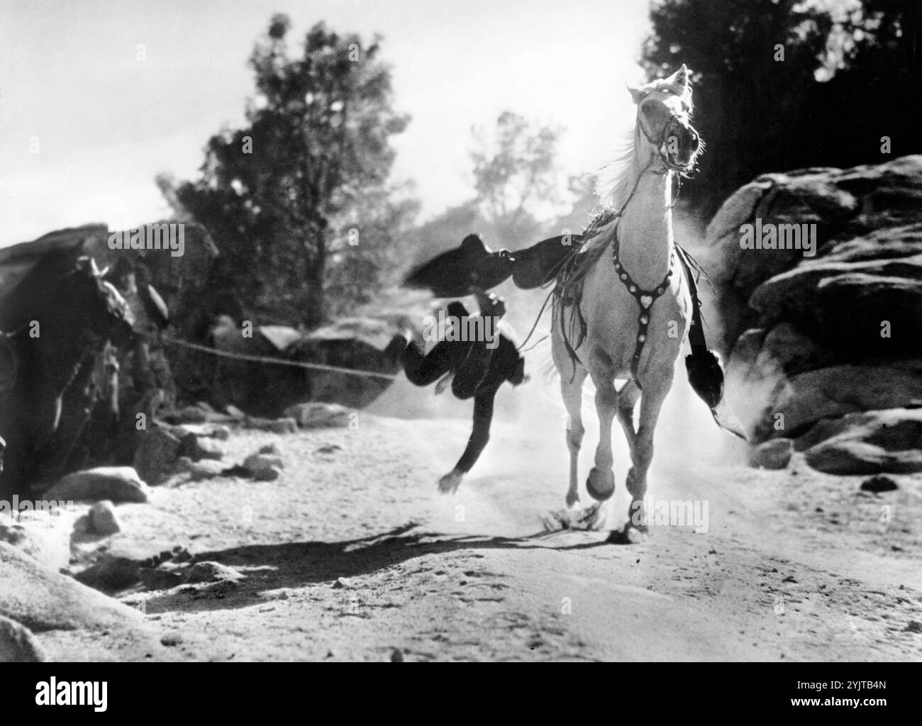 Ken Maynard, sur le plateau du film WESTERN, 'Gun Justice', Universal ...