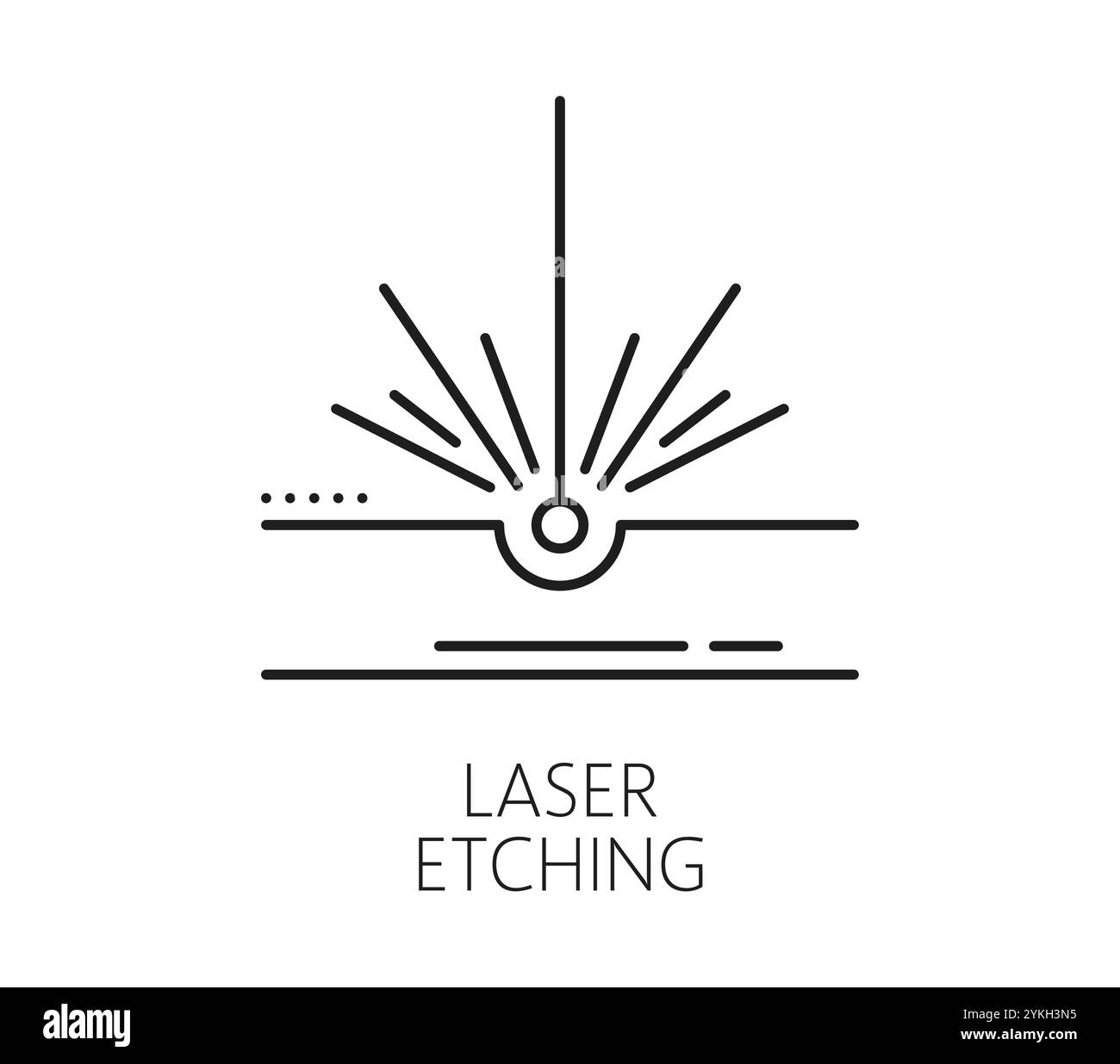 Icône de ligne industrielle de production de gravure laser. Pictogramme ...