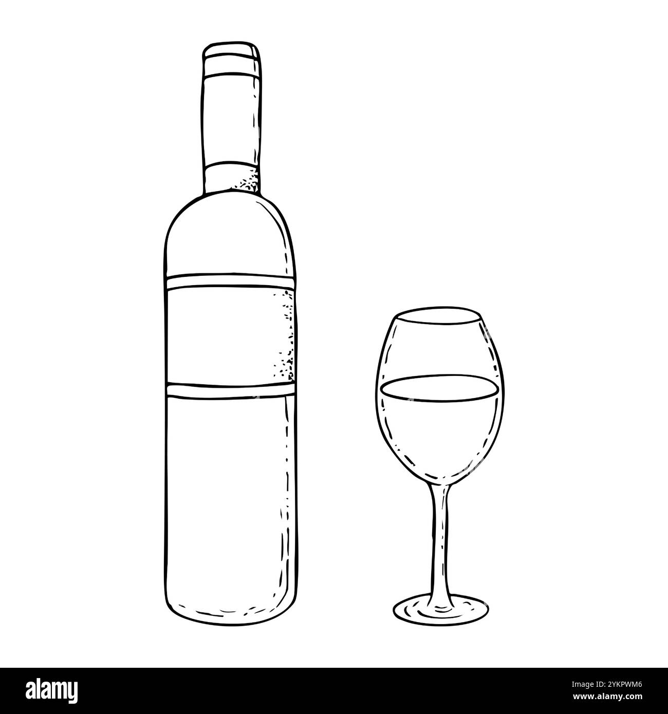 Bouteille de vin peinte Banque d'images noir et blanc - Alamy