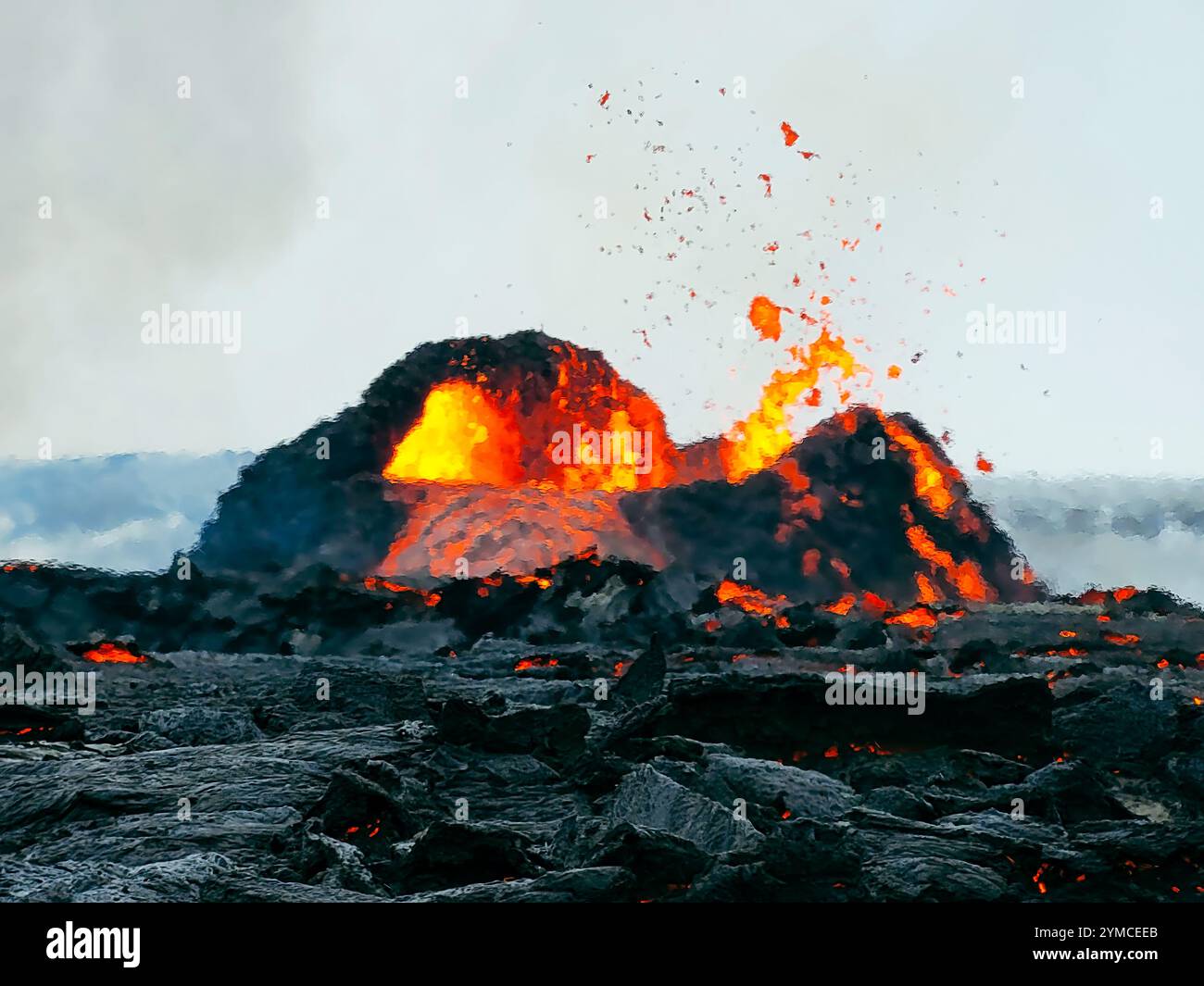 Éruption du volcan Fagradalsfjall 2025, éruption du volcan Islande ...