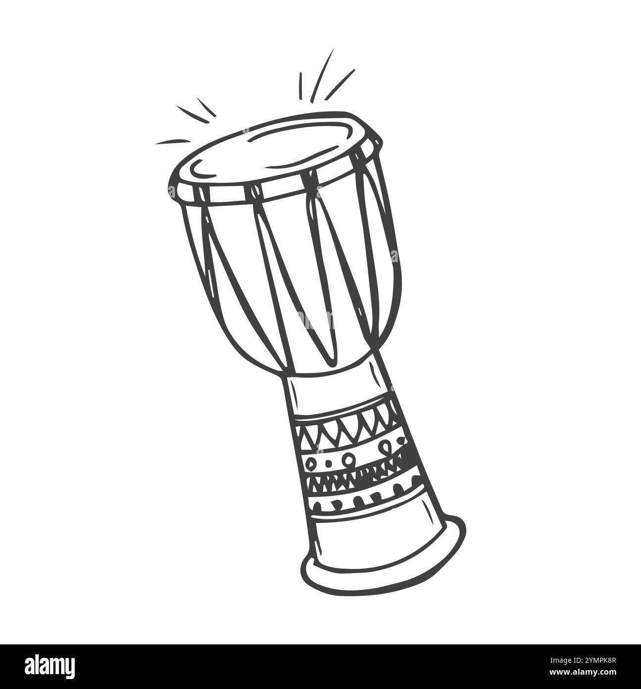 Tambour djembe africain fond blanc Banque d'images noir et blanc - Alamy