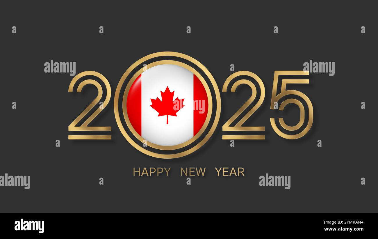 Bonne année 2025 drapeau du Canada Photo Stock - Alamy