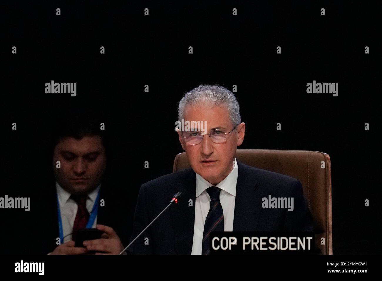 Mukhtar Babayev, COP29 President, speaks during a plenary session at the COP29 U.N. Climate ...