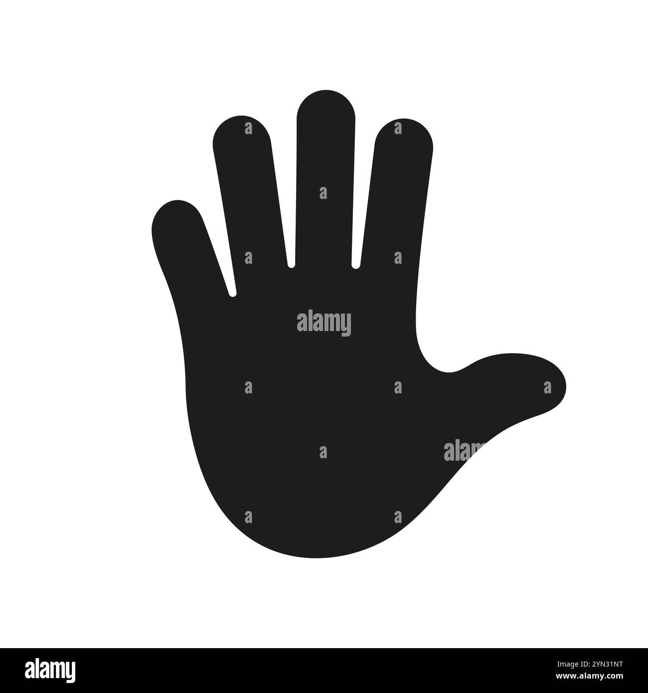 Icône silhouette de main affichant le geste ouvrir la paume. Icône de ...