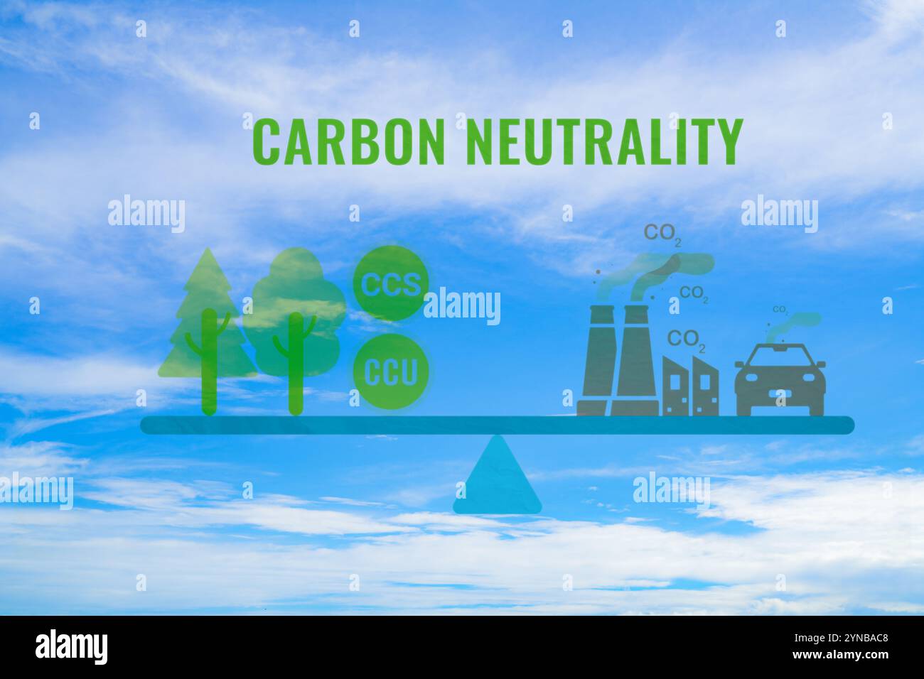Concept de neutralité carbone. Émissions de CO2 provenant de la ...