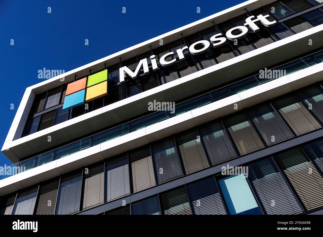 Munich, Allemagne. 25 novembre 2024. Le logo et le lettrage Microsoft ...