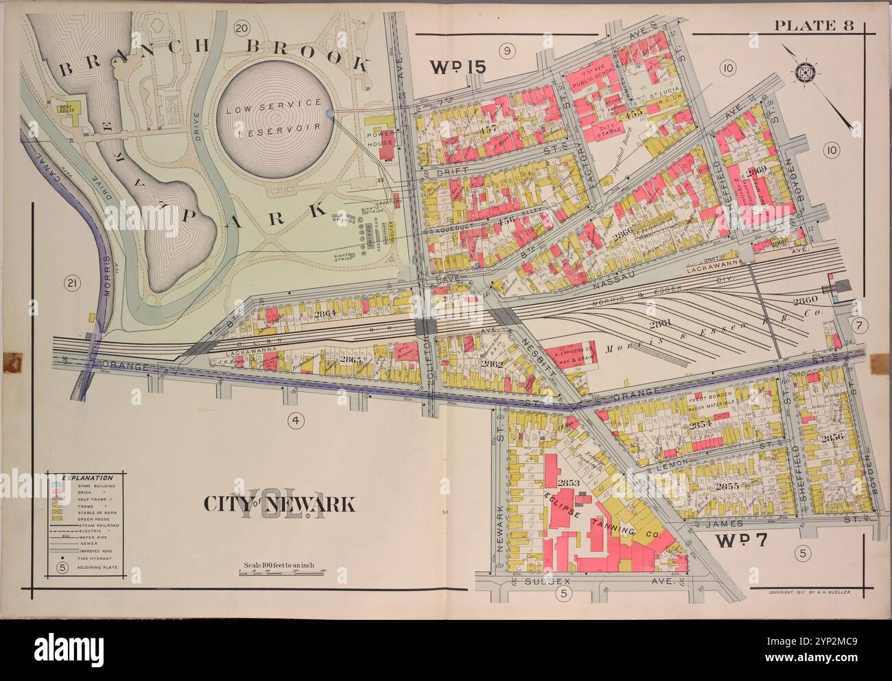 Newark, V. 1, double page plate No. 8 [Map Bounded by 7th Ave., Boyden ...
