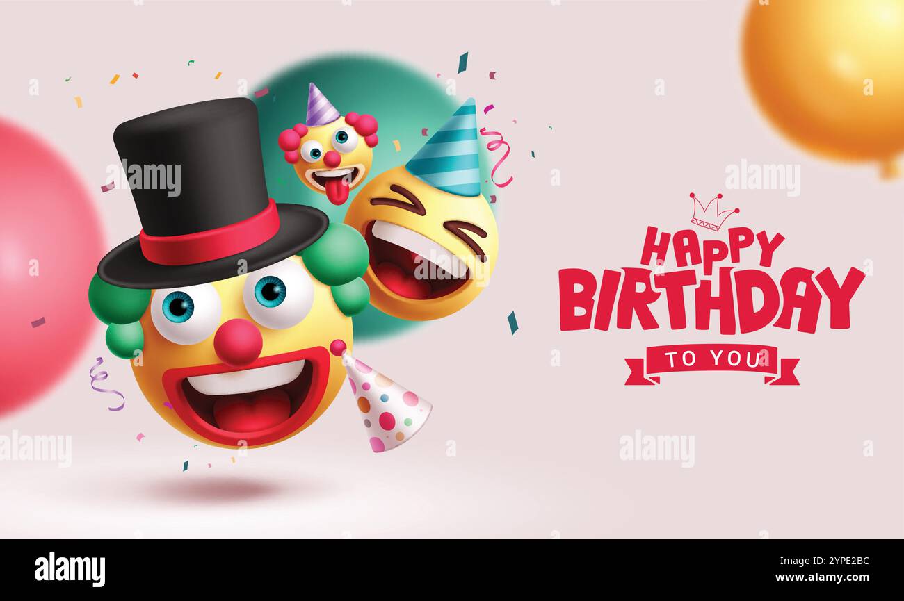 Joyeux anniversaire emojis clipart design. Texte de voeux d ...