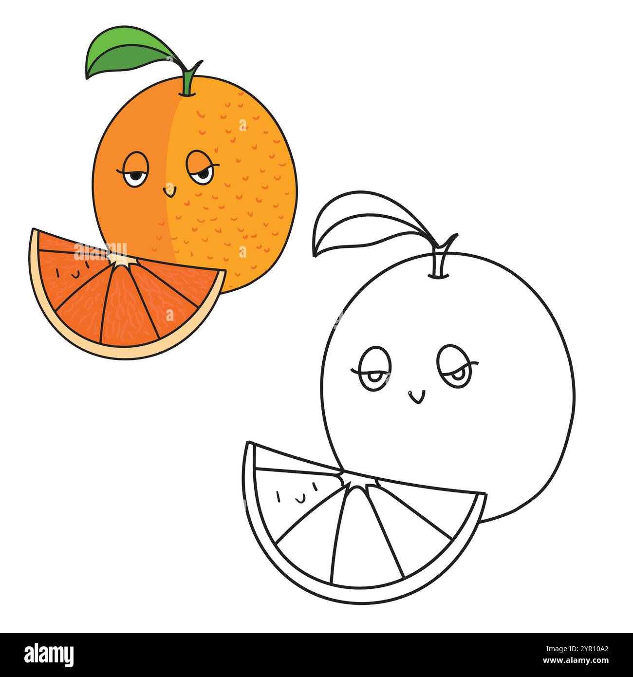 Dessin a colorier fruit orange Banque d'images vectorielles - Alamy