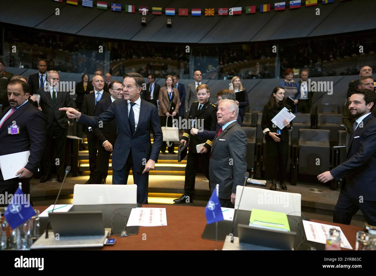 NATO Secretary General Mark Rutte, center left, introduces Jordan's ...