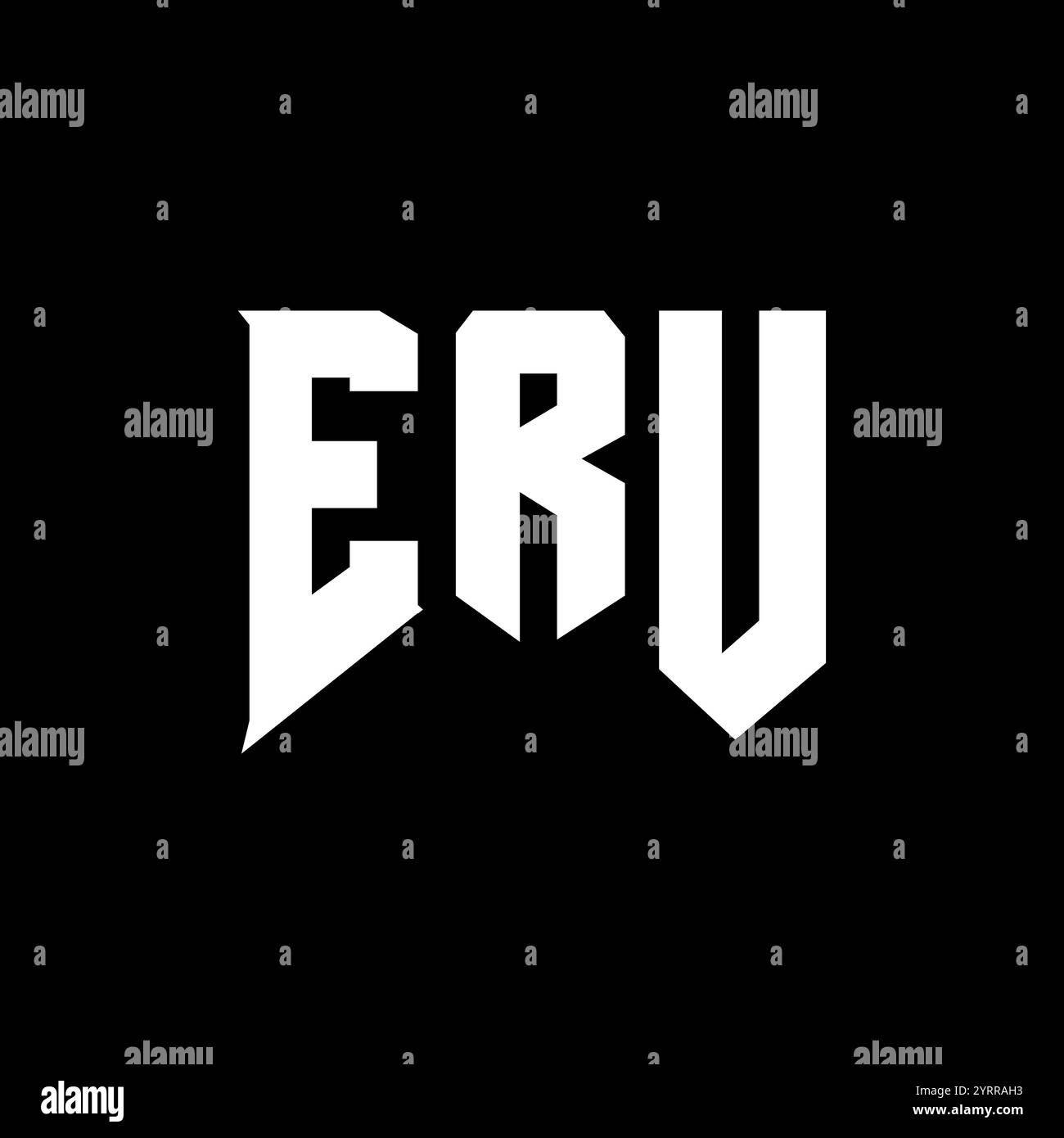 Conception de logo de lettre d'ERU pour la société de technologie. Combinaison de couleurs noir ...