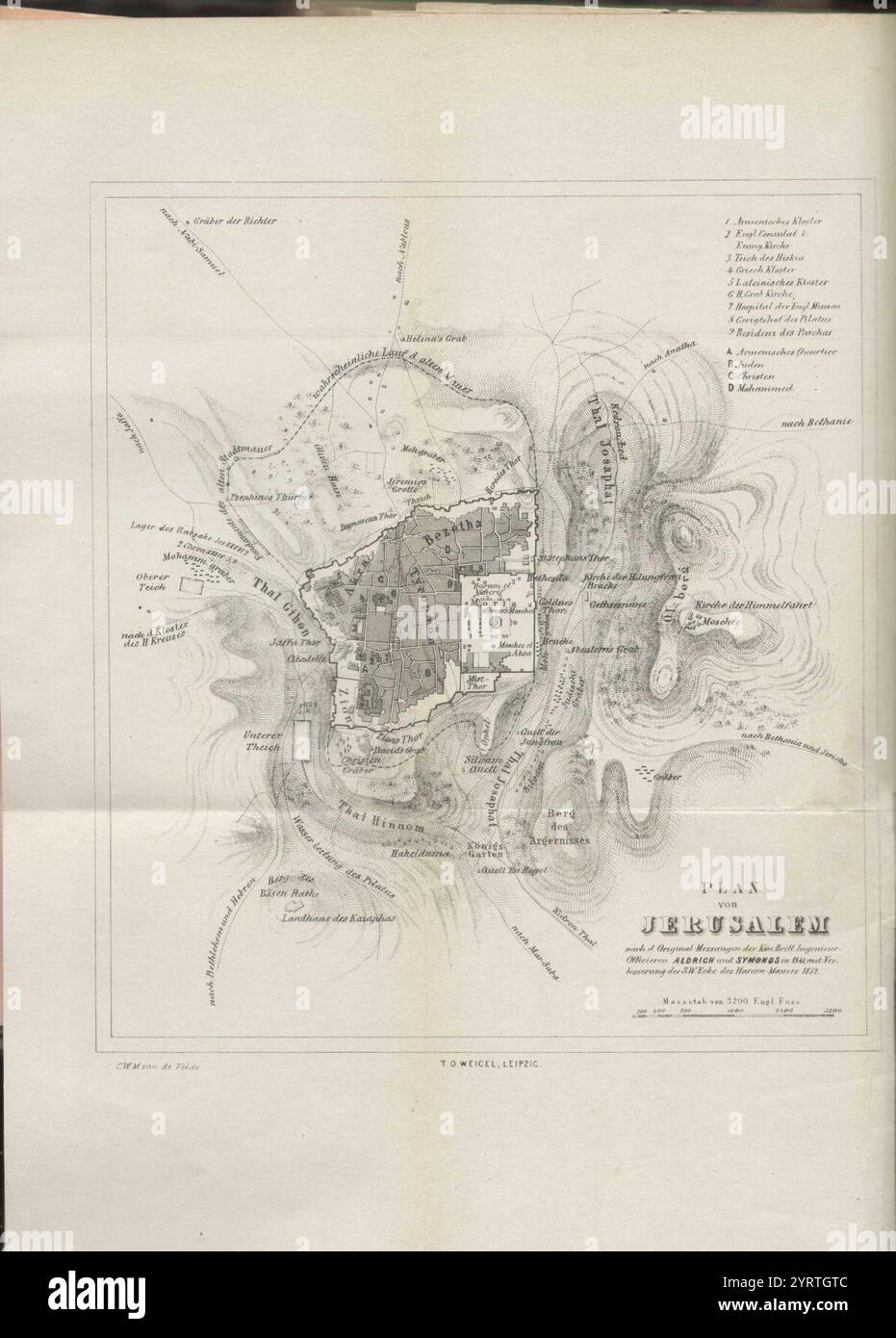Charles William Meredith van de Velde, Plan von Jerusalem Nach d ...