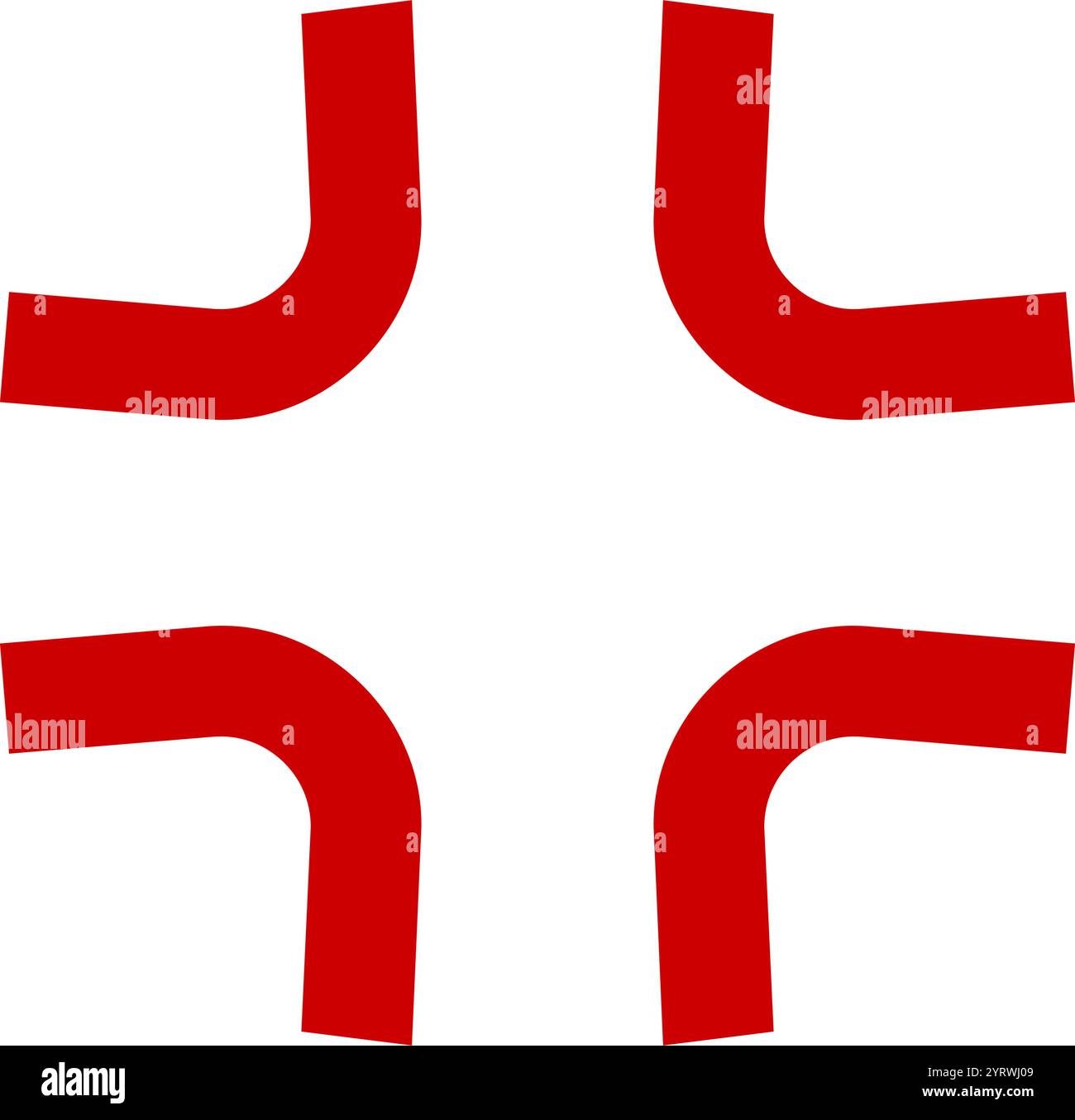 Symbole quatre veines éclatantes en croix. Icône d'effet de colère ou d ...