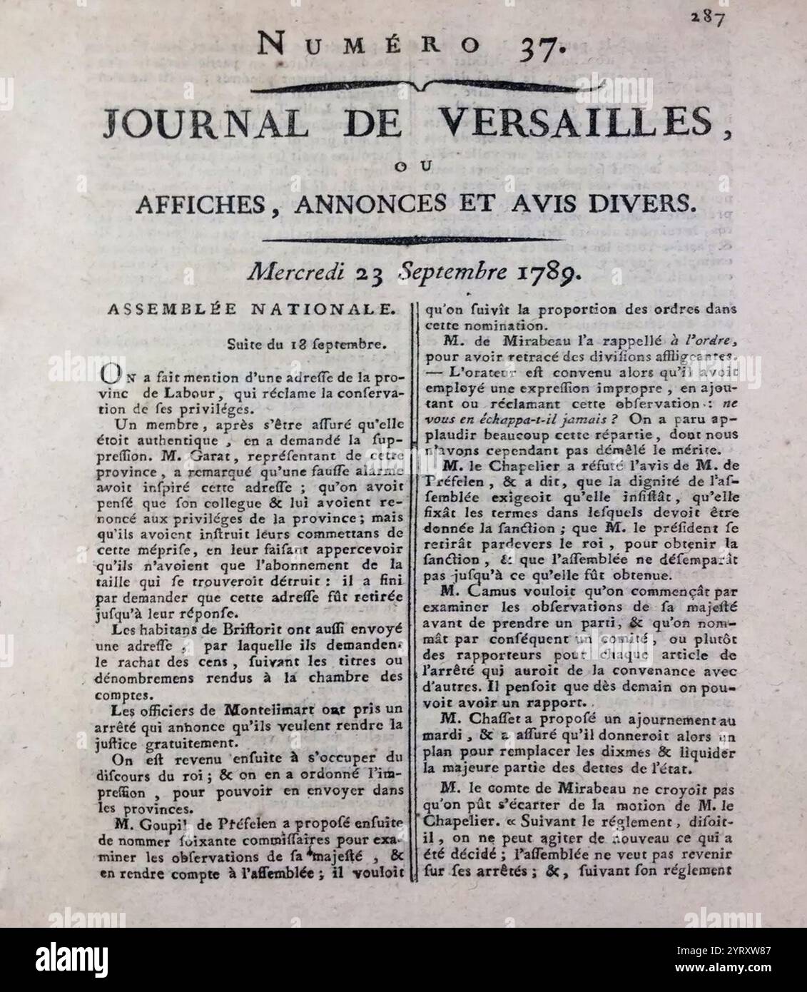 Versailles 1789 mirabeau Banque de photographies et d’images à haute ...