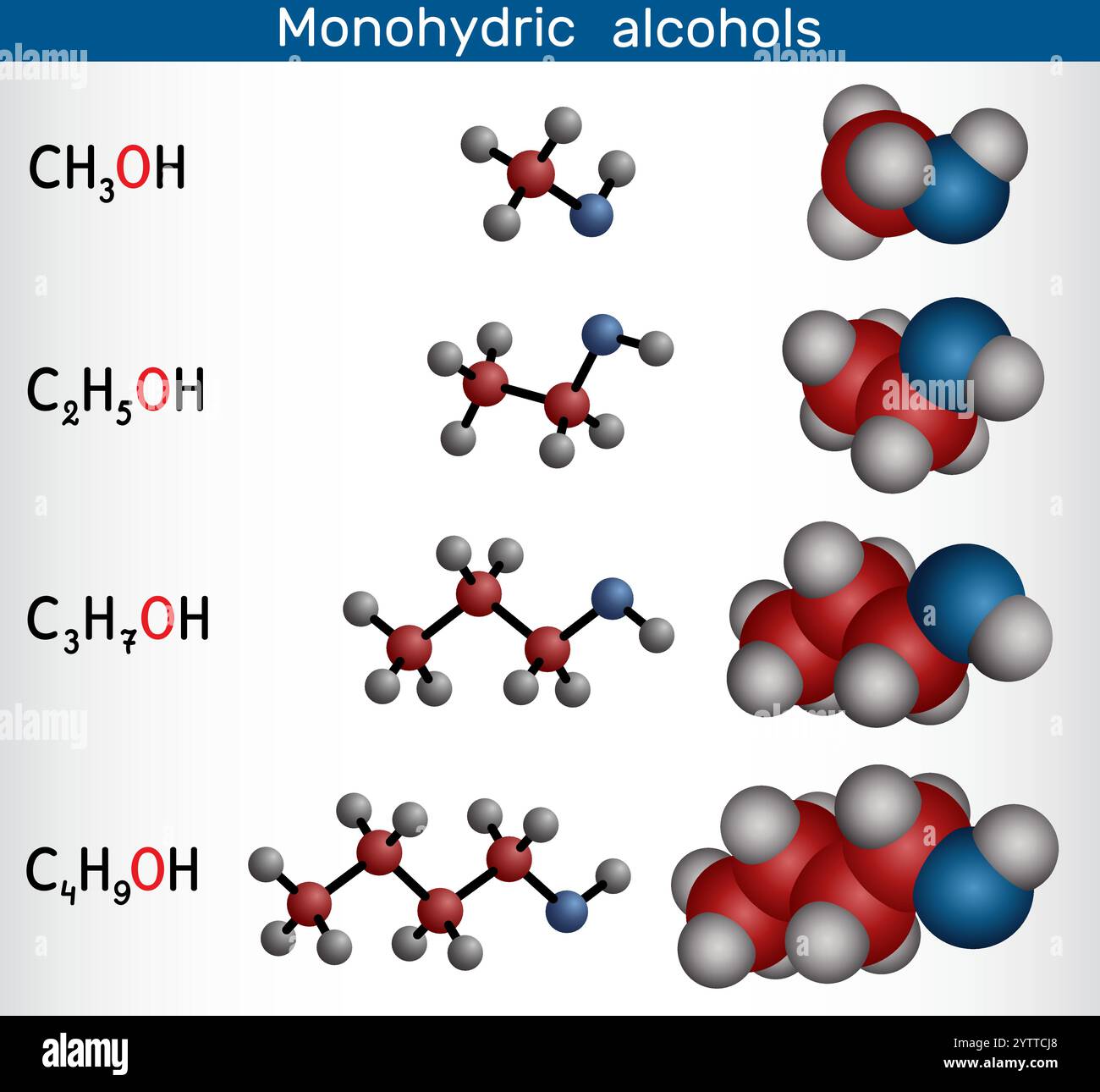 Propanol molecule Banque d'images vectorielles - Alamy