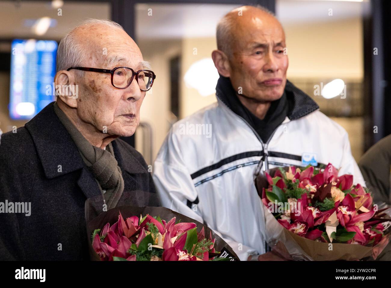 Gardermoen 20241208. Les représentants du prix Nobel de la paix Nihon ...