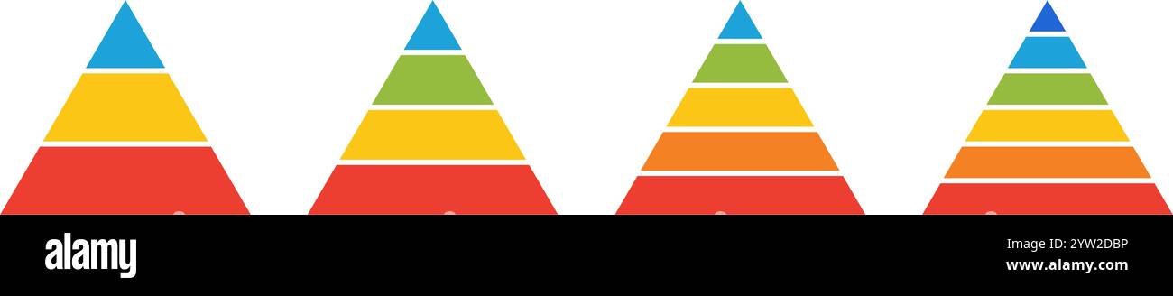 Niveaux de pyramide triangulaire. Diagramme pyramidal en demi-triangle ...