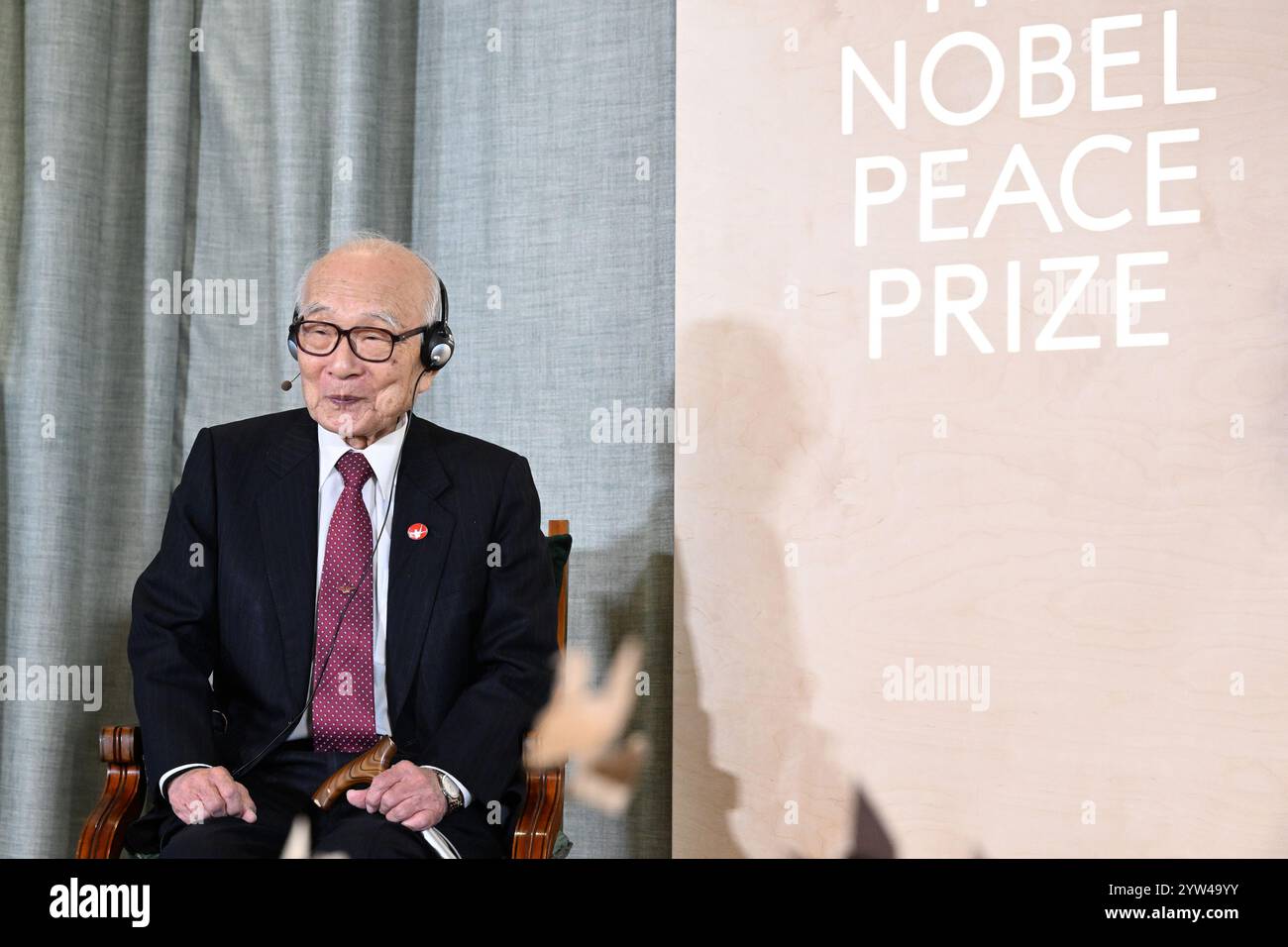 Oslo, Norvège. 09th Dec, 2024. Terumi Tanaka, représentant le lauréat du prix Nobel de la paix ...