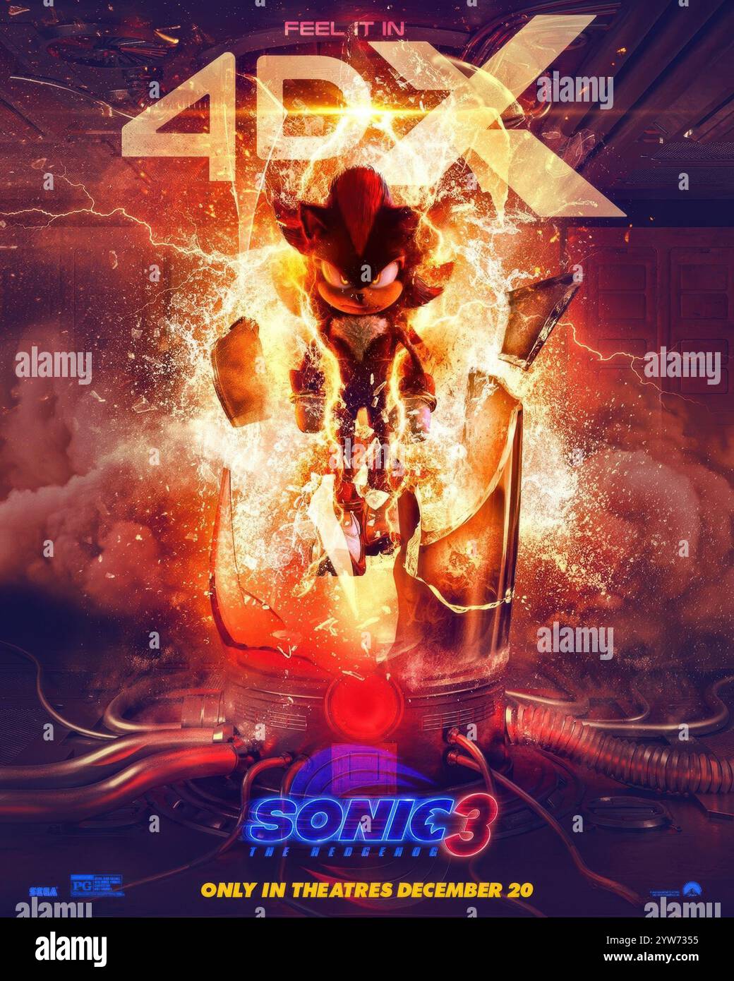 SONIC THE HEDGEHOG 3, poster US 4DX, Shadow (voix : Keanu Reeves), 2024. © Paramount Pictures ...
