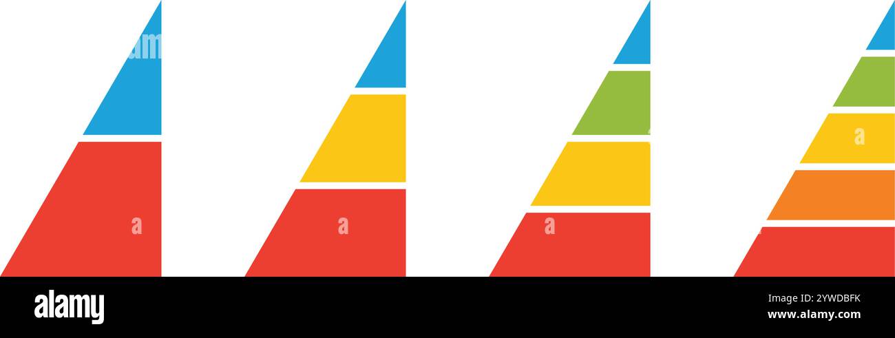 Niveaux de pyramide triangulaire. Diagramme pyramidal en demi-triangle ...