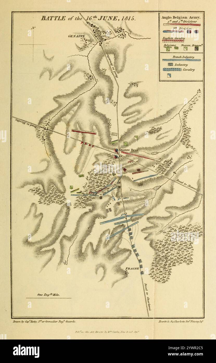 Bataille du 16 juin 1815 - quatre bras. Carte des guerres ...