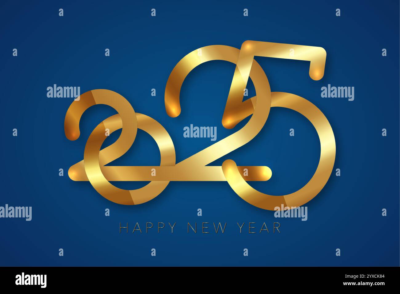 Conception de logo du nouvel an en or 2025. Carte de vœux des fêtes ...