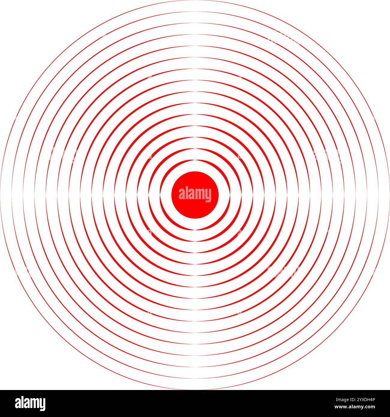 Icône de localisation de la douleur. Cercles concentriques rouges ...
