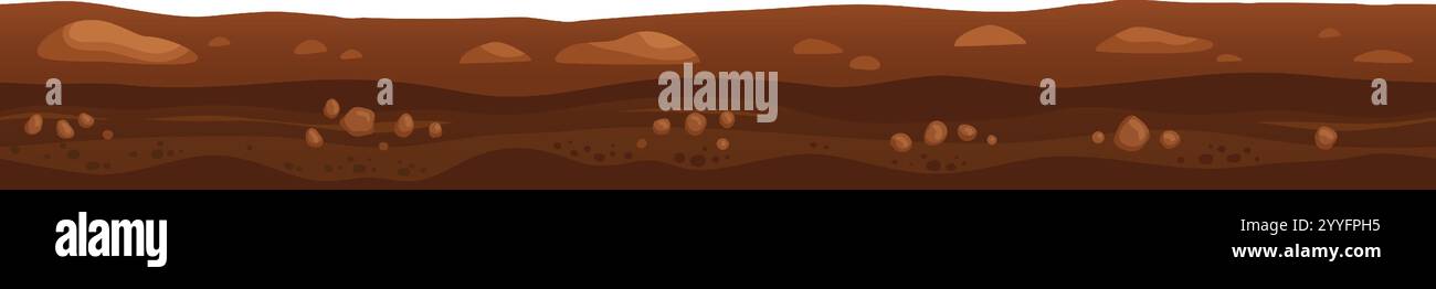 Différentes couches de sol montrent une stratification géologique avec ...