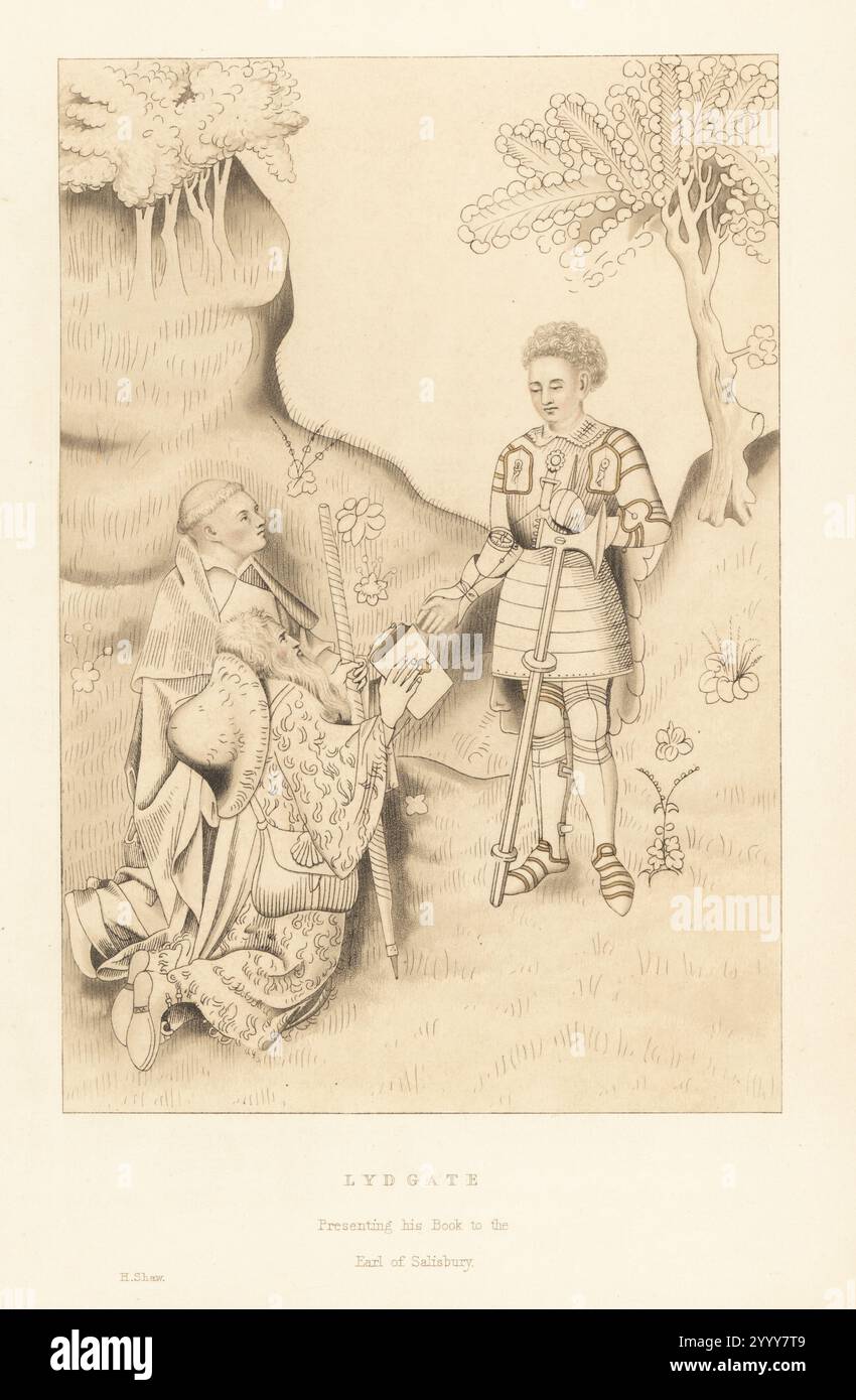 Lydgate présentant son livre au comte de Salisbury, 1426. John Lydgate ...