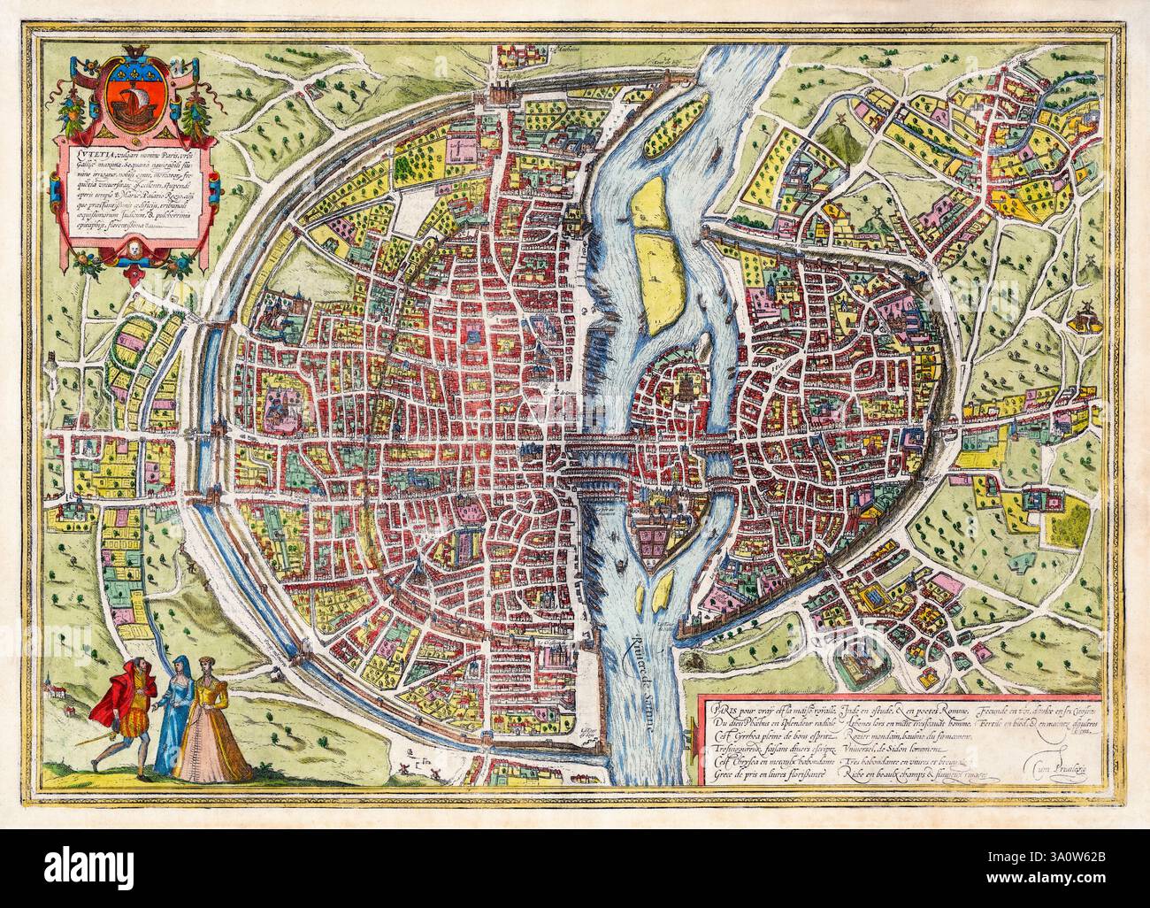 Carte historique vintage de paris des années 1500 Banque de ...