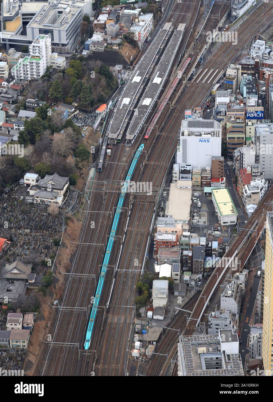 An aerial photo shows the uncoupled Tohoku Shinkansen (bullet train ...