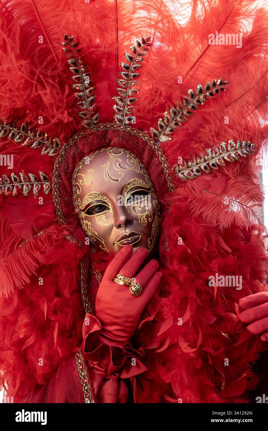 Venise, Venise, Italie, 04 mars 2025, masques vénitiens typiques au ...