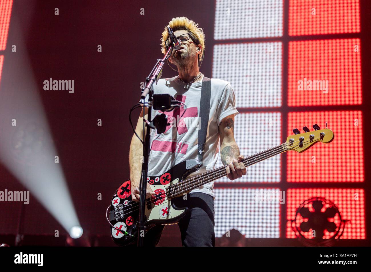 Bassist and backing vocalist Pablo Alonso Álvarez during the concert of ...