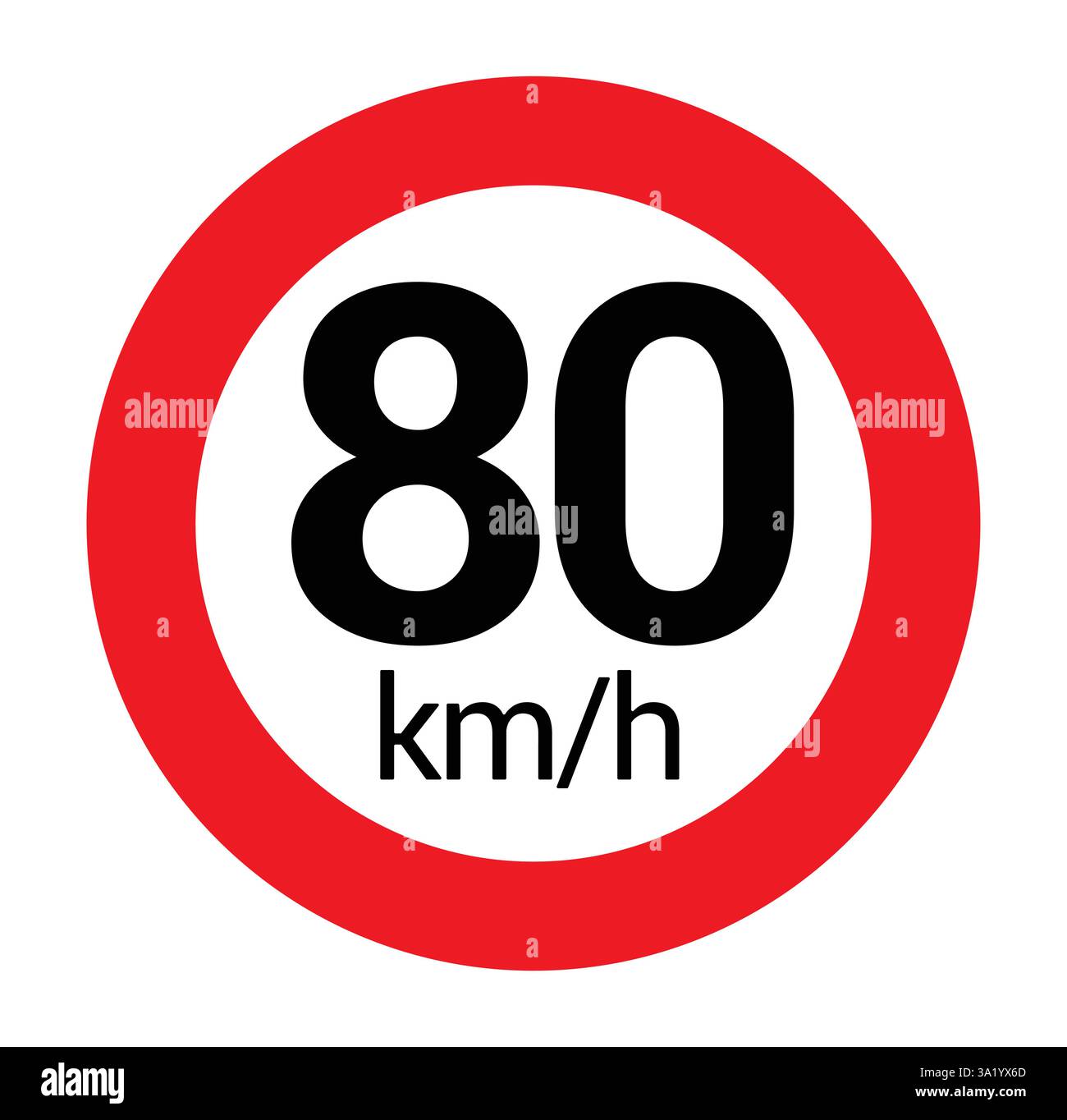 clipart de l'icône de limite de vitesse de 80 kilomètres. Avertissement ...