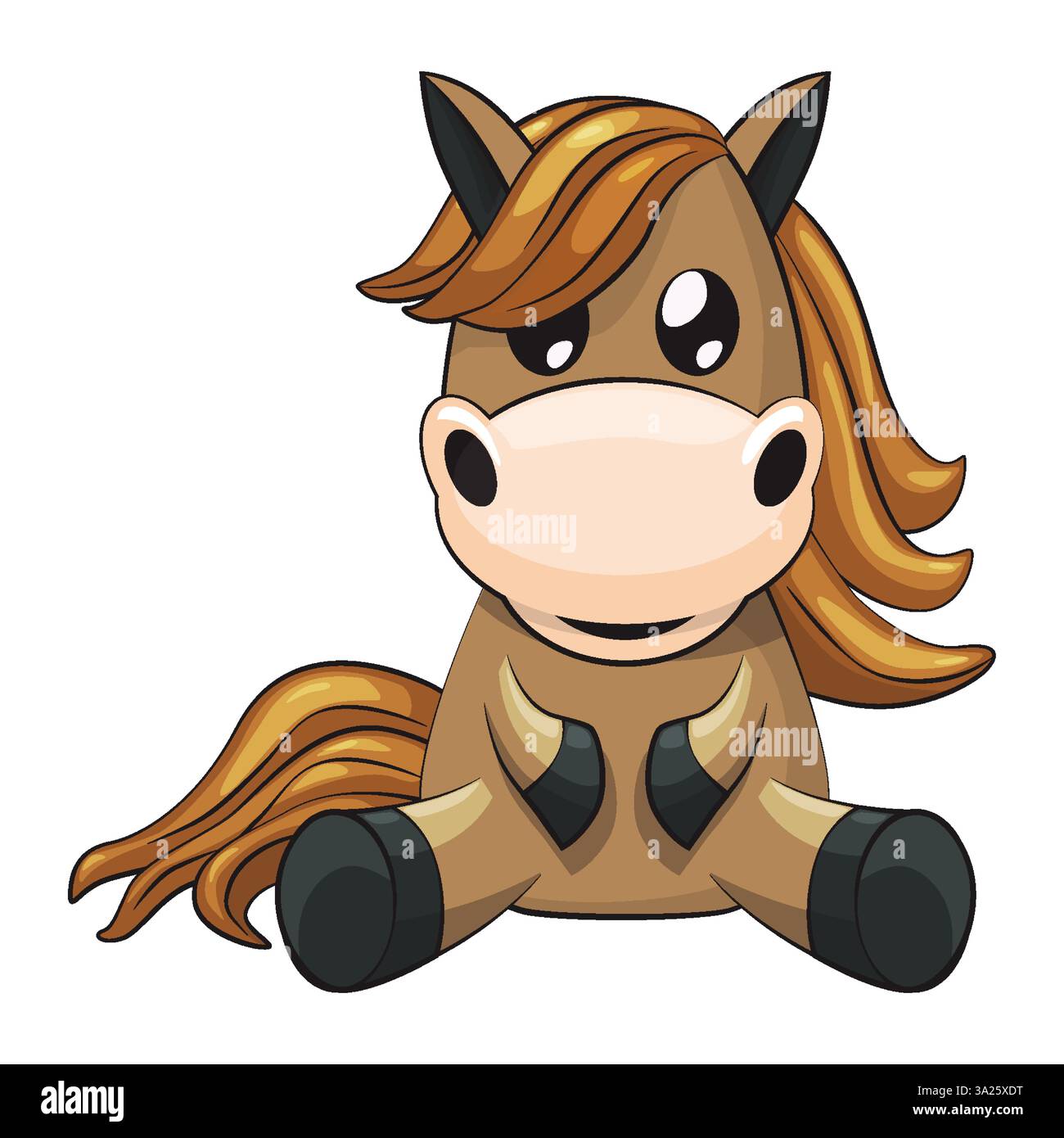 Assis cheval drôle. Dessin animé de cheval isolé. Personnage de cheval ...