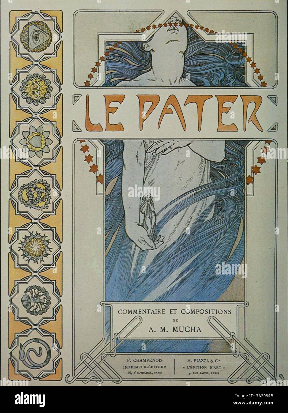 'Bridges, L23-1' d'Alphonse Mucha présente des motifs complexes, des figures stylisées et des ...