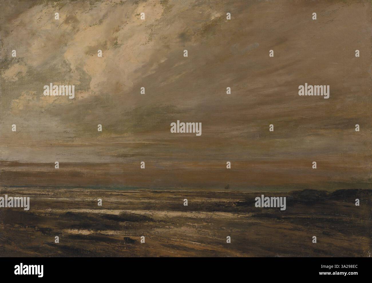 'Paysage marin, environs de Trouville' de Gustave Courbet représente le paysage côtier de ...