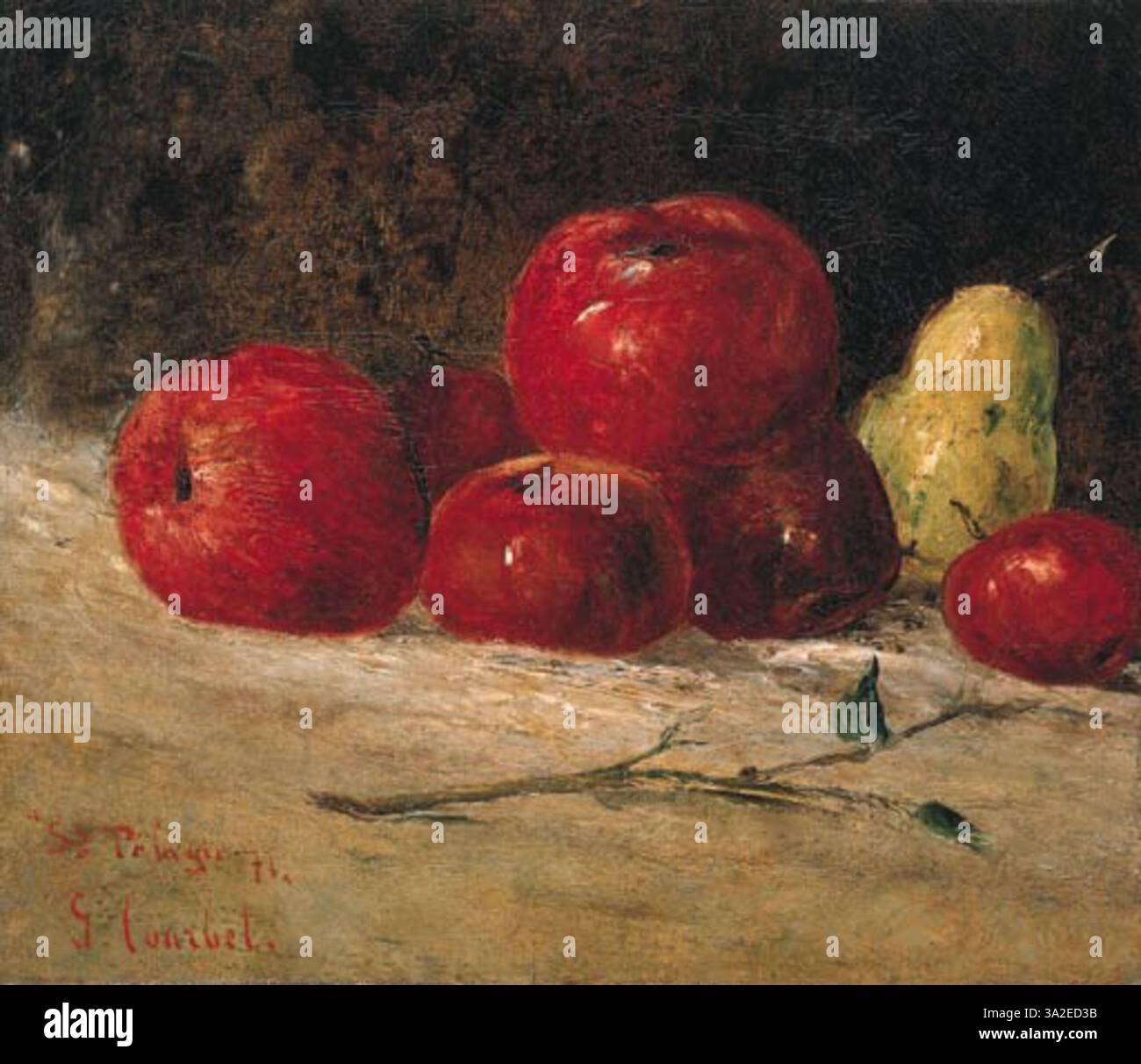 *Nature morte, pommes et poires* (1871) est une nature morte de Courbet mettant en vedette des ...
