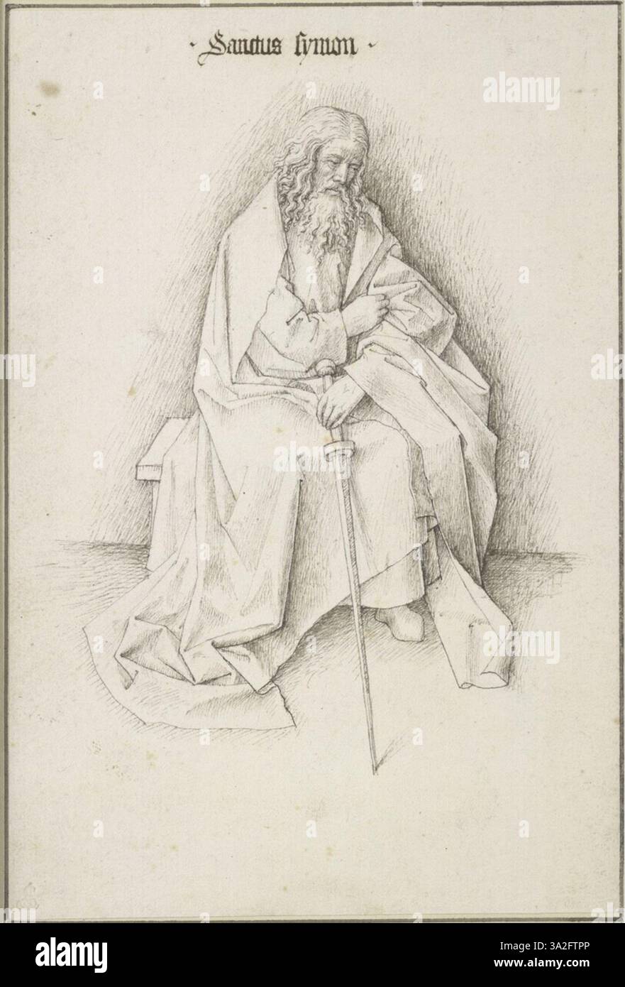 Cette copie du portrait de Jan van Eyck de l'apôtre Simon le Zélote ...