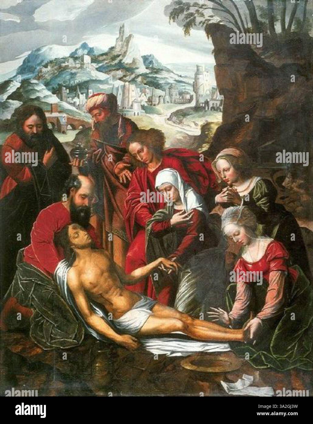 Ce Pietà d'Ambrosius Benson montre la Vierge Marie tenant le corps sans ...
