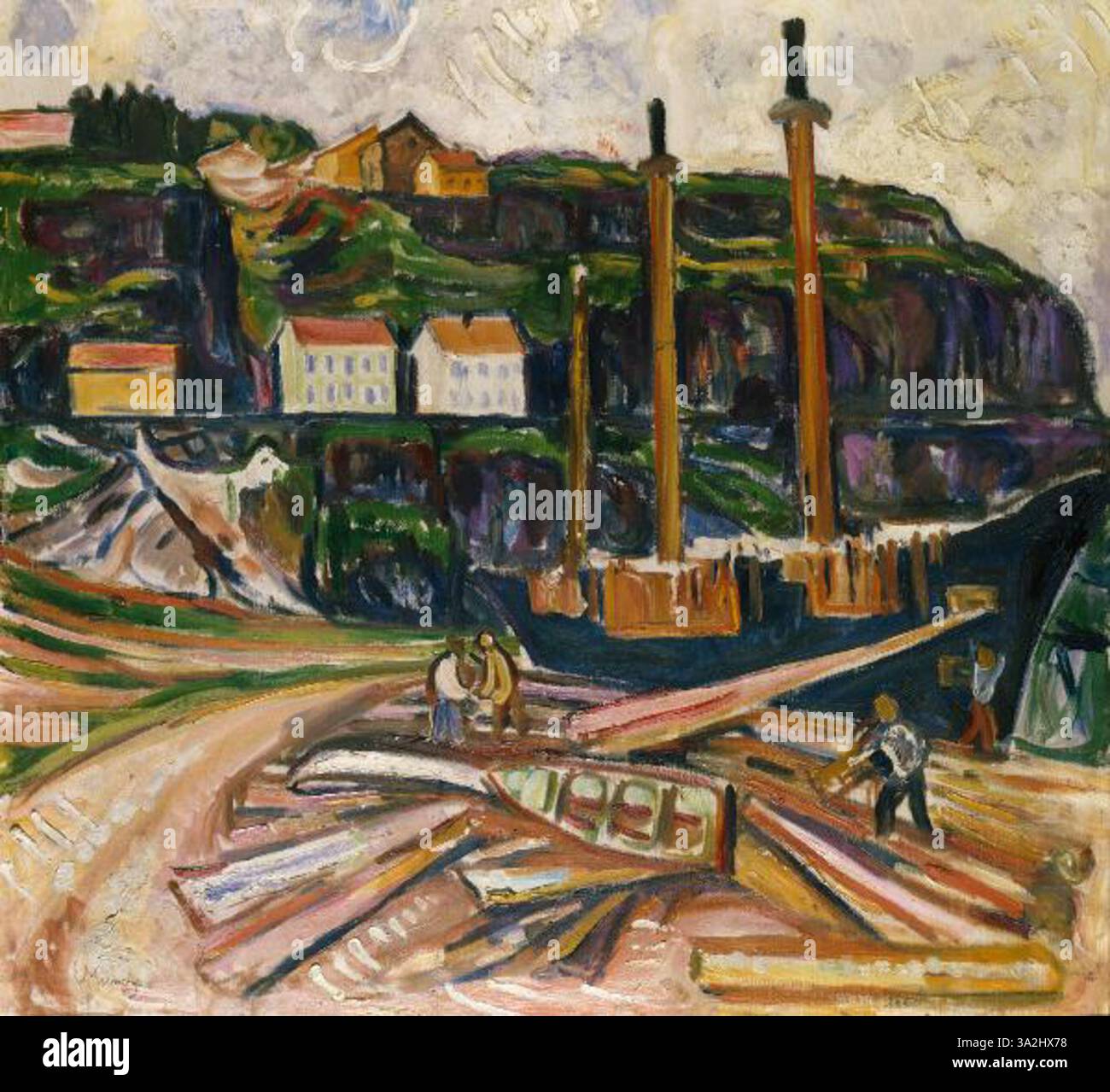 'Shipyard' (1911) d'Edvard Munch dépeint une scène de chantier naval ...