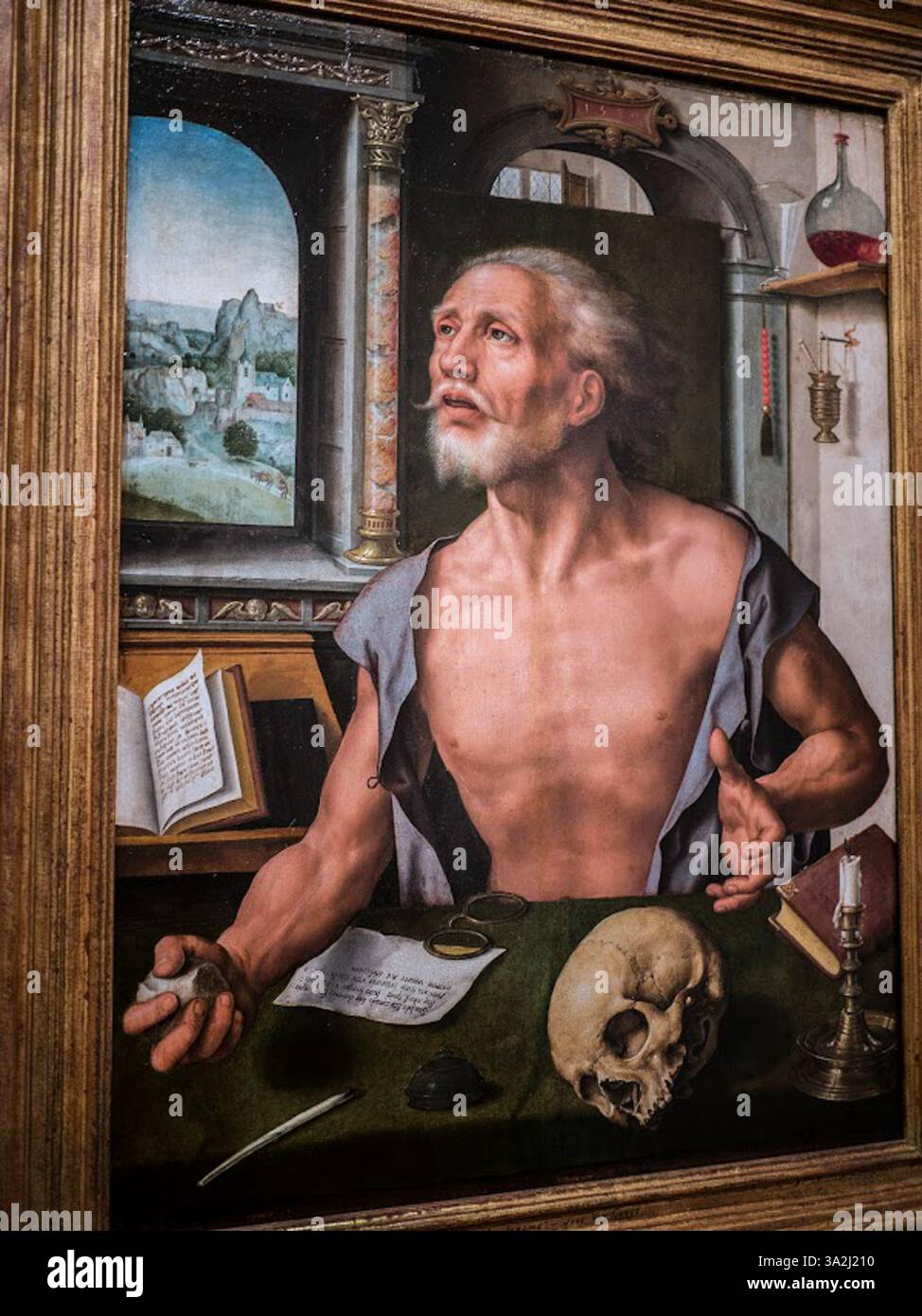 Cette peinture de 1530 de Joos van Cleve représente Saint Jérôme dans son étude, reflétant l ...