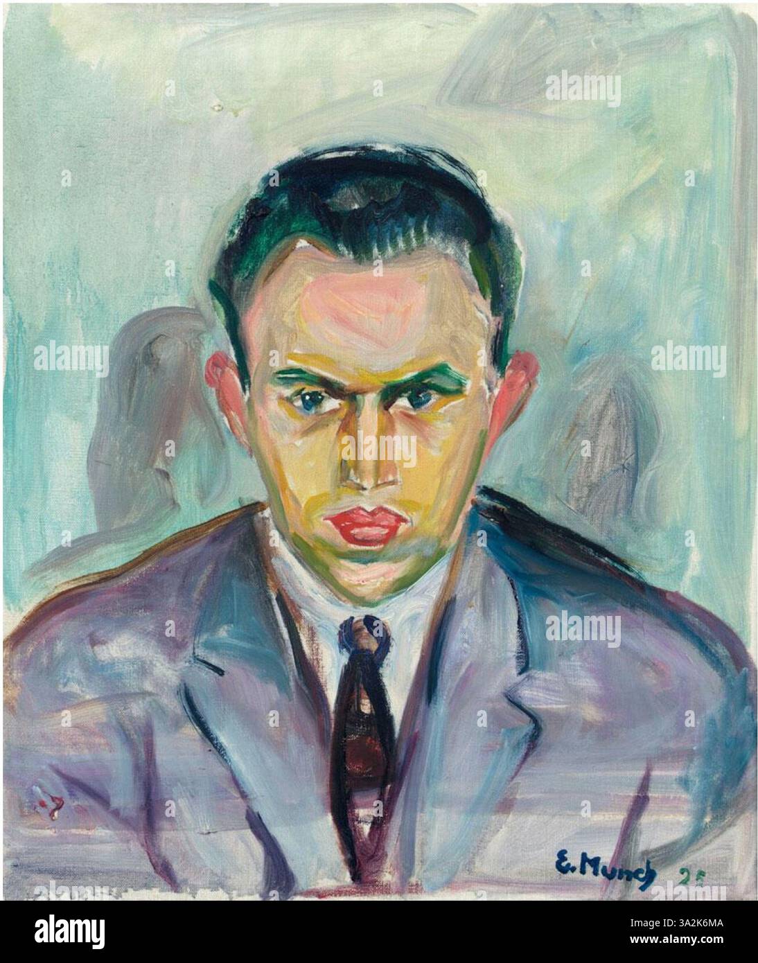 Le portrait de Rolf Stenersen réalisé par Edvard Munch en 1925 capture l'homme d'affaires ...