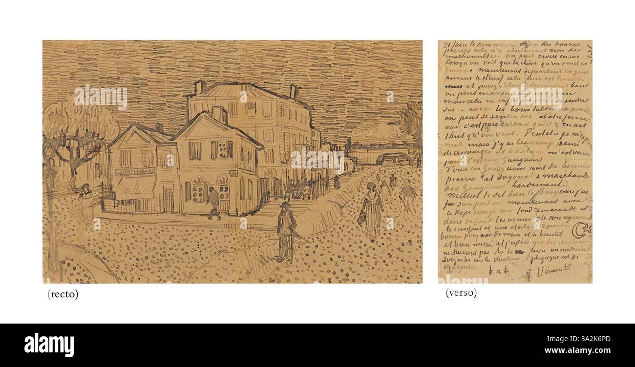 The yellow house van gogh drawing Banque d'images détourées - Alamy